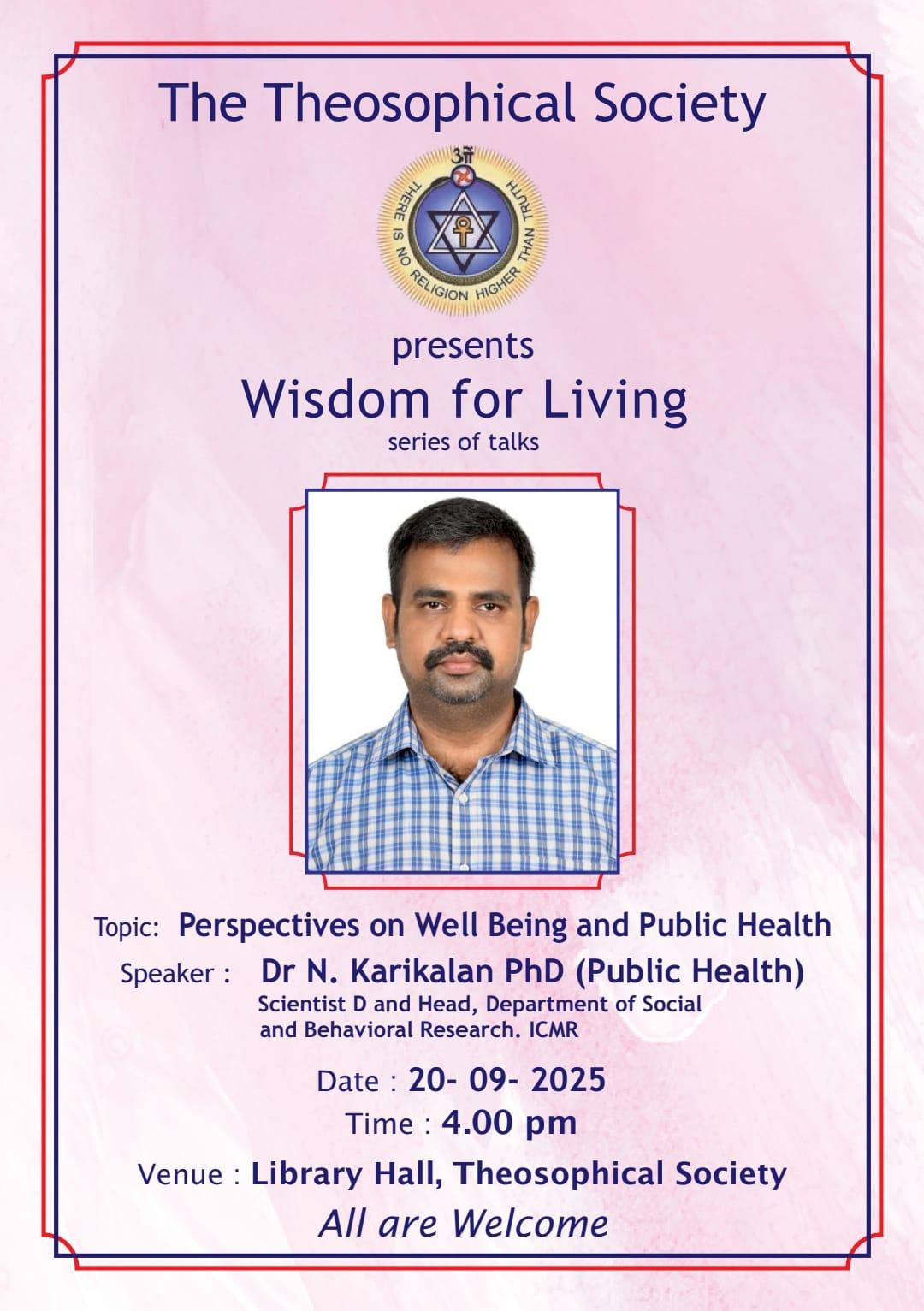 Perspectives on Well Being and Public Health | TS Adyar